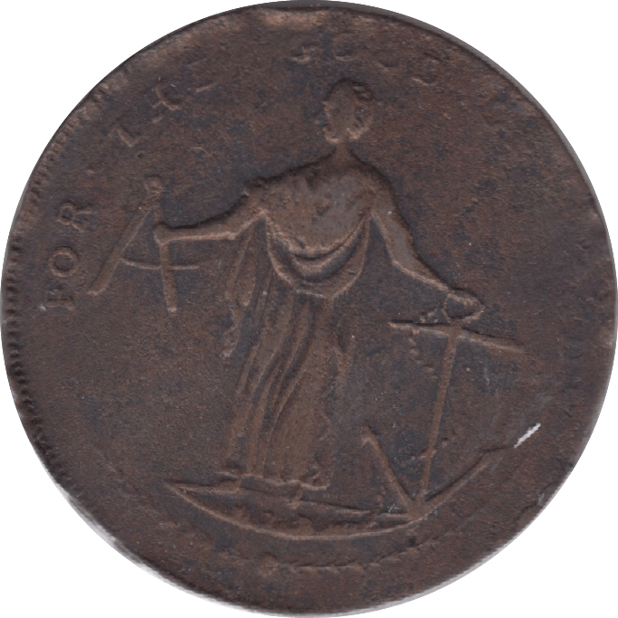 1795 HALFPENNY TOKEN CORK BUGLE AND ARMS JUSTICE HOLDING ANCHOR ( REF ...