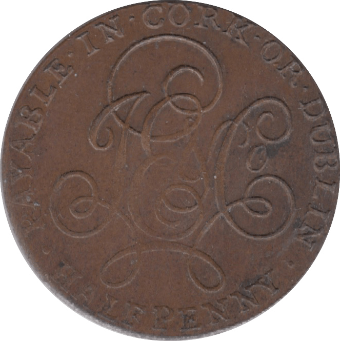 1794 HALFPENNY TOKEN CORK FAME AND TRUMPET JE AND CO CYPHER DH1 ( VF ...