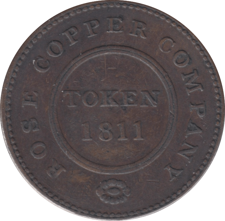 1811 HALFPENNY TOKEN BIRMINGHAM AND SWANSEA ROSE COPPER COMPANY REF 311 ...