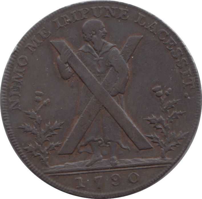 1790 HALFPENNY TOKEN LOTHIAN ST ANDREWS CROSS EDINBURGH ARMS HUTCHINSON ...