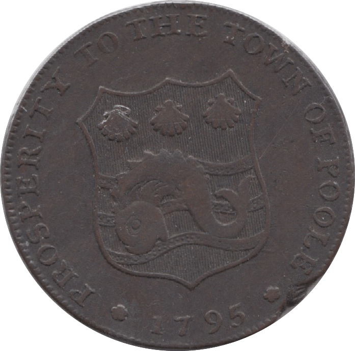 1795 HALFPENNY TOKEN DORSET ARMS OF POOLE HOPE AND ANCHOR DH6 ( REF 209 ...