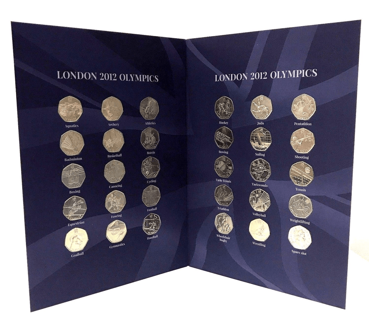 Complete London Olympic 2012 29 x 50p Coins Sports Coin Hunt Album with ...