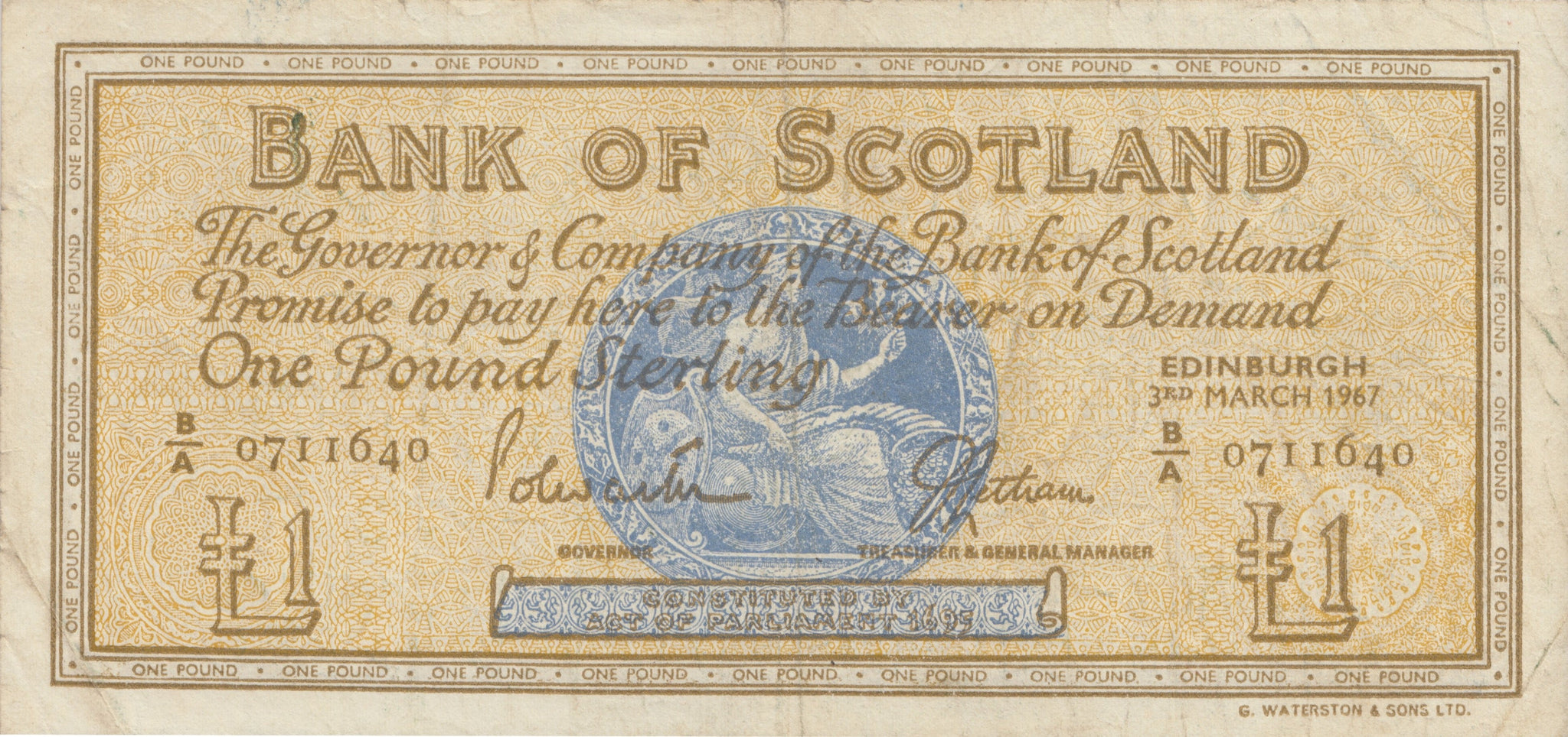 ONE POUND SCOTTISH BANKNOTE REF SCOT-16 - Cambridgeshire Coins ...