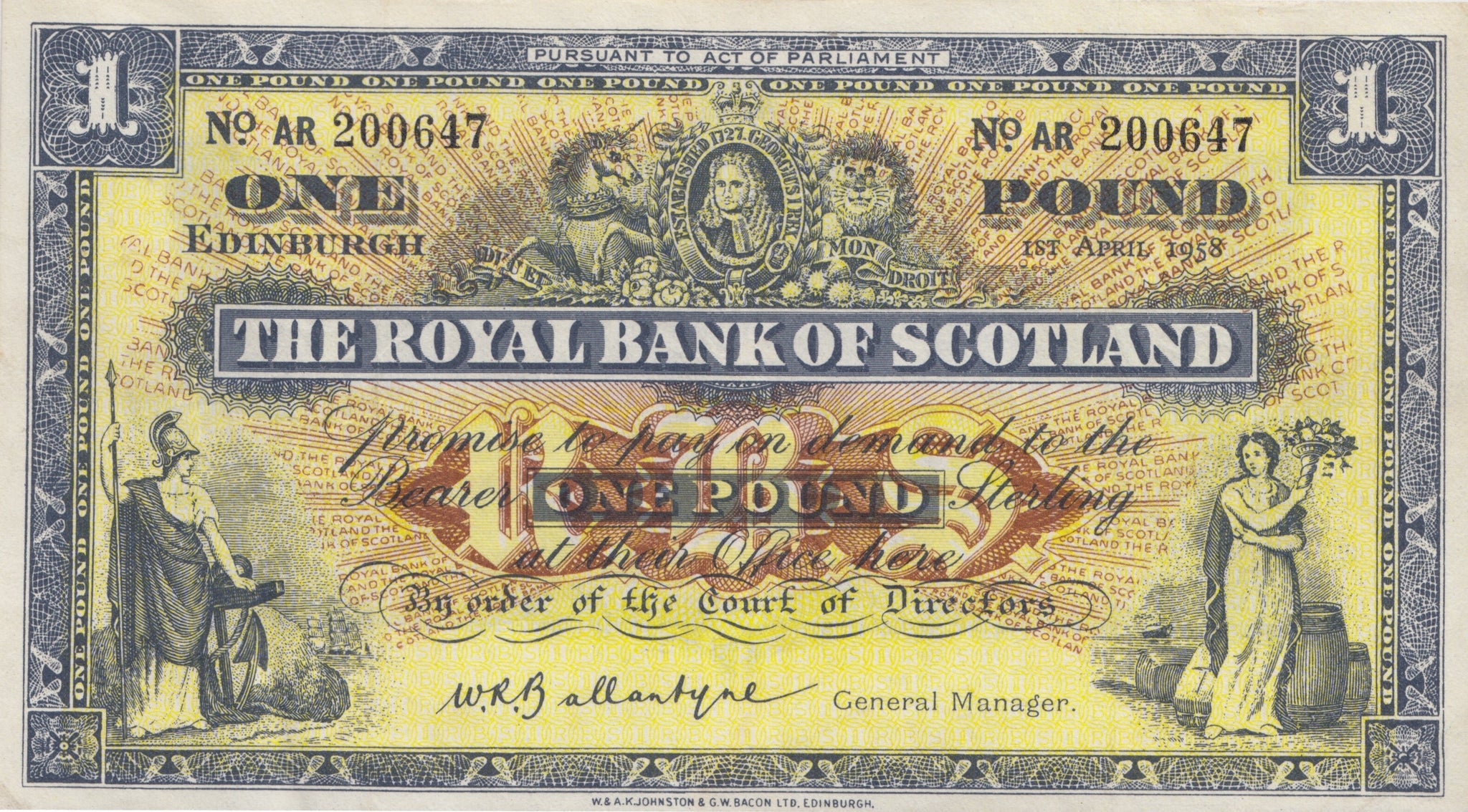 ONE POUND SCOTTISH BANKNOTE REF SCOT-8 - Cambridgeshire Coins ...