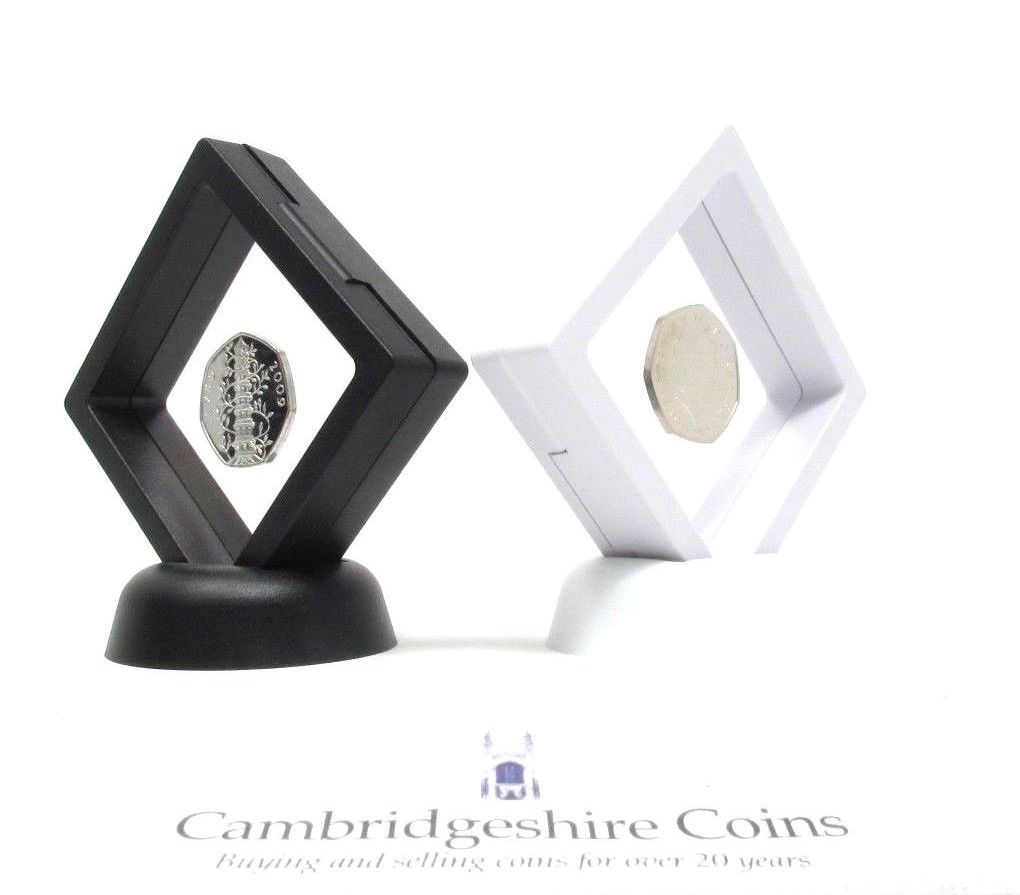 Square Clear Coin Ring Jewellery Holder Display Case + Stand KEW ...