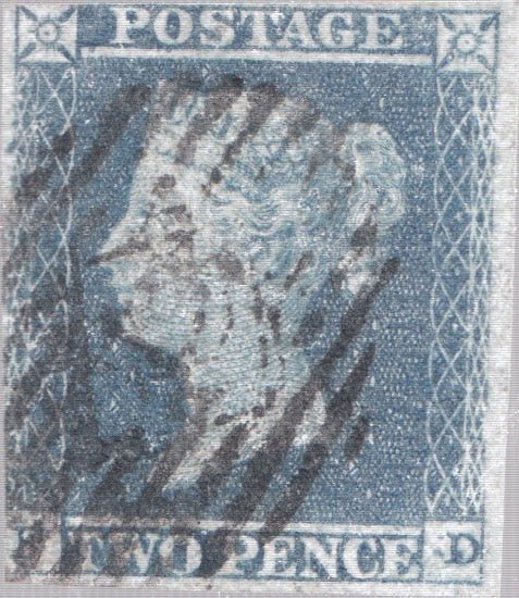 TWO PENNY BLUE STAMP 2 MARGINS VICTORIAN SG 14 REF 6 BRITISH STAMPS ...