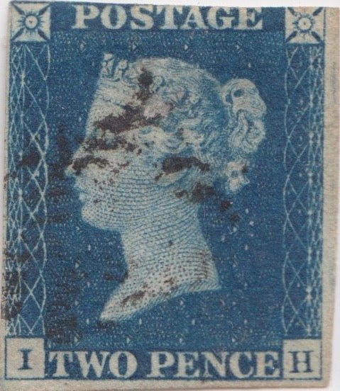 TWO PENNY BLUE STAMP 4 MARGINS VICTORIAN SG 5 REF 3 BRITISH STAMPS ...